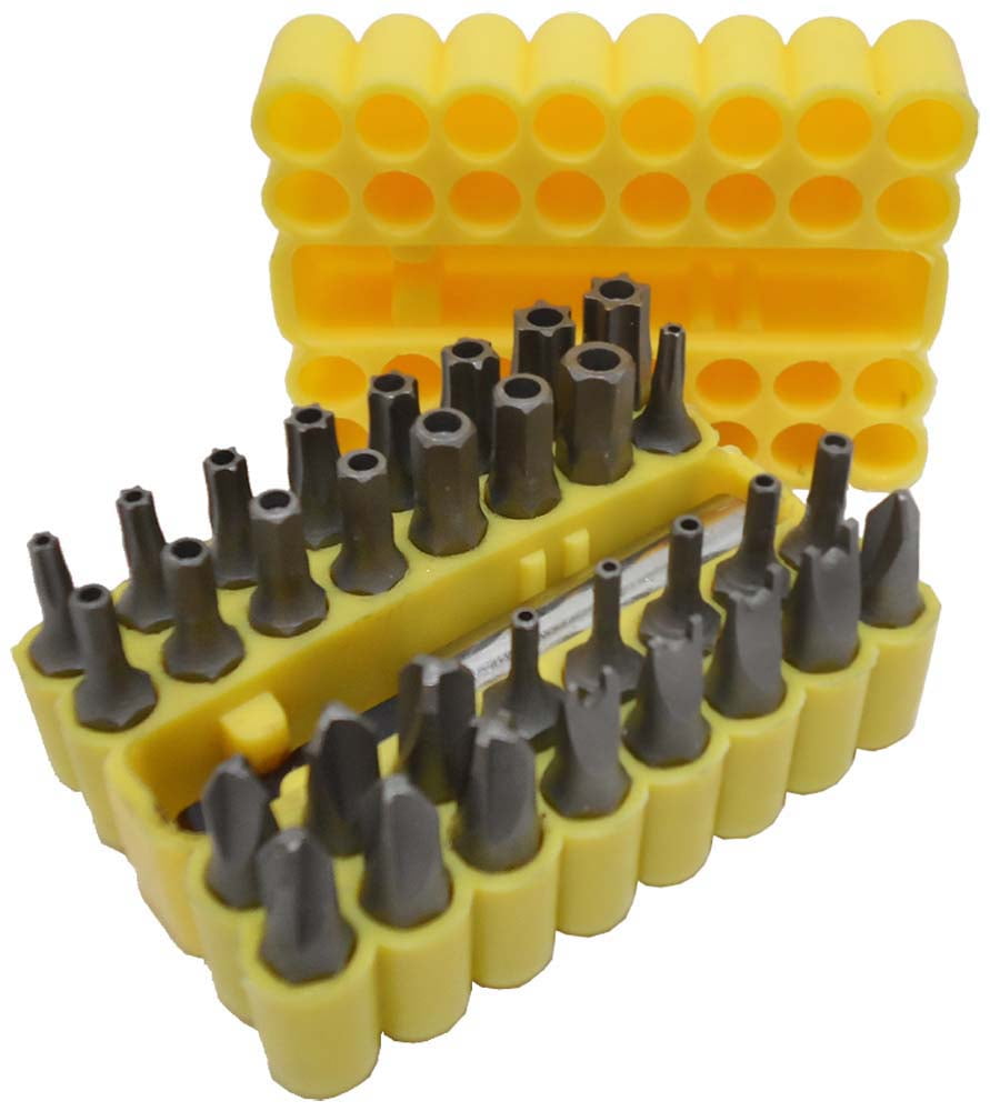 33 Piece Security Power Bit Set - Vanadium Steel - Magnetic Bit Holder ...