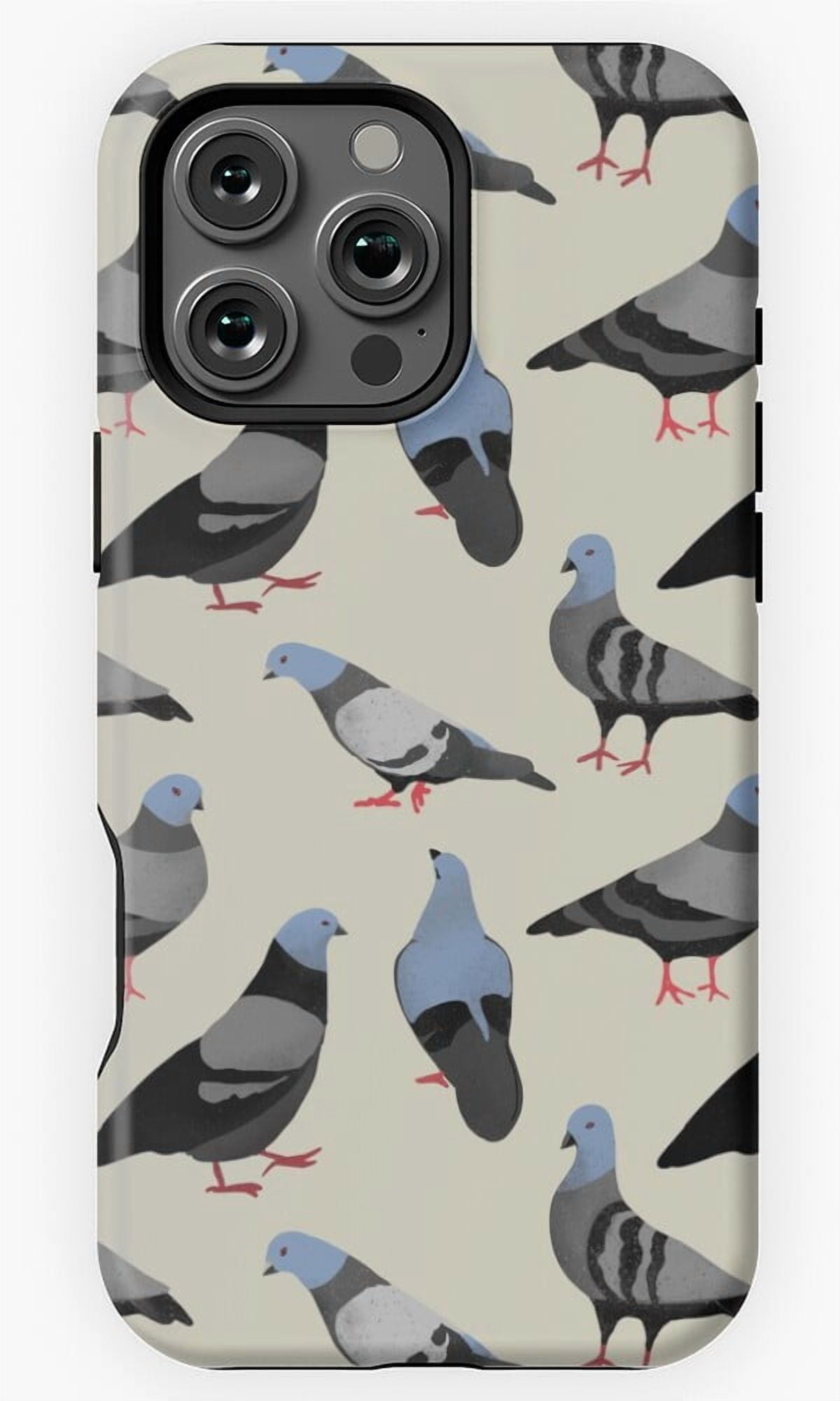33 Pigeons Funny Bird Pattern Art iPhone 11–16 Pro Max Compatible Phone ...