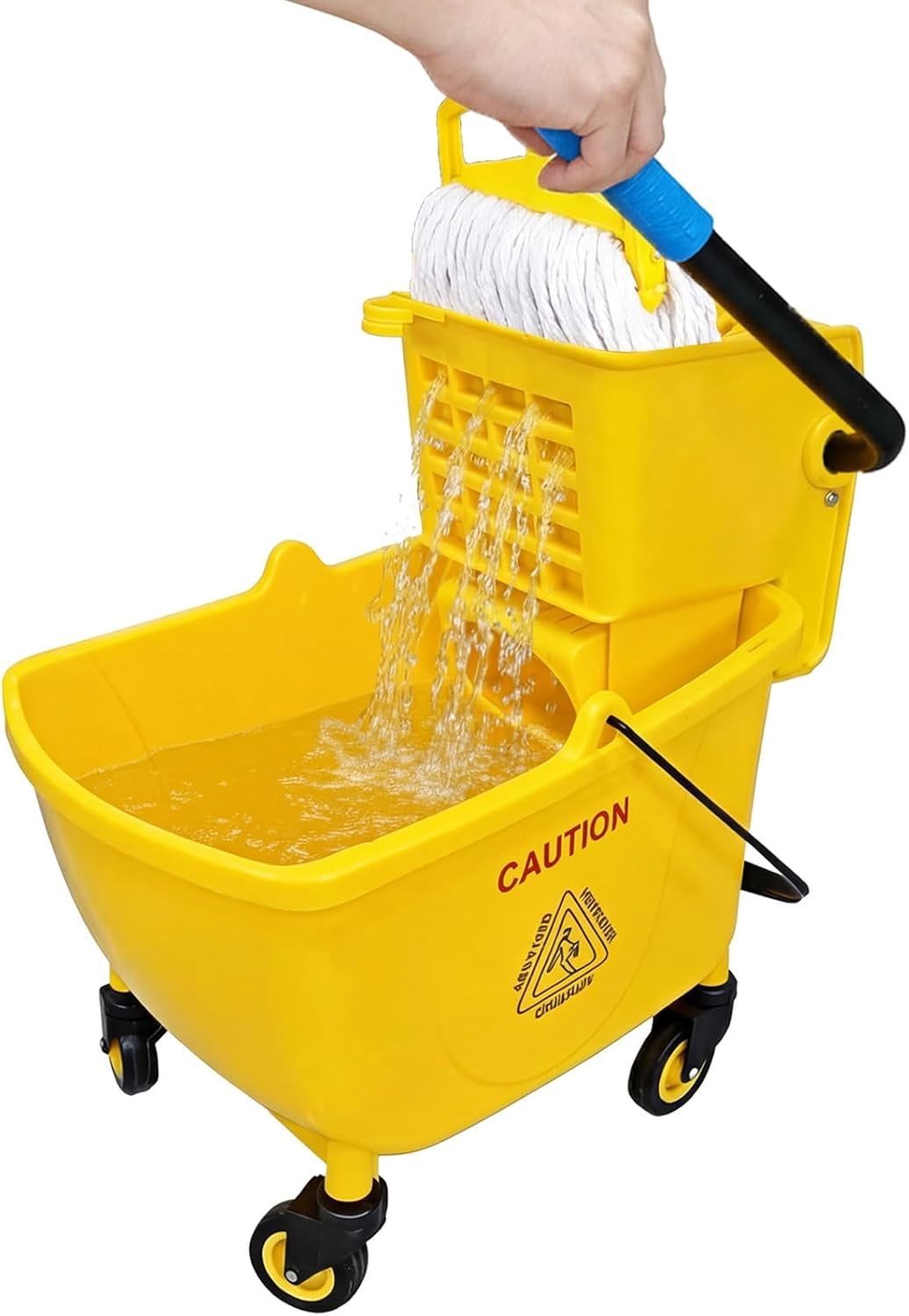 33 Quart Commercial Mop Bucket, with Side-Press Wringer on Wheels ...