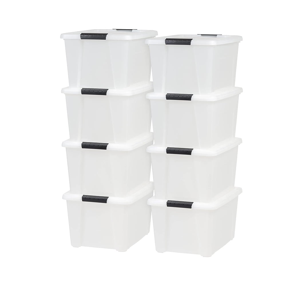 33 Quart Stackable Plastic Storage Bins with Lids and Latching Buckles ...
