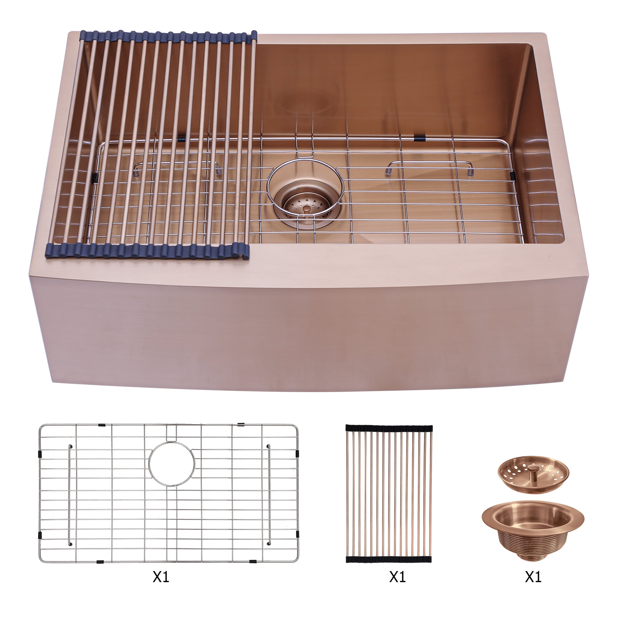 33 Rose Gold Farmhouse Sink - 33*21*10 Inch Kitchen Sink Stainless ...