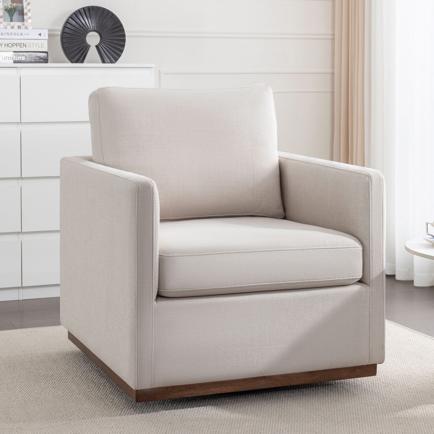33" Swivel Accent Armchair, Modern Single Sofa Chair with Swivel Base ...
