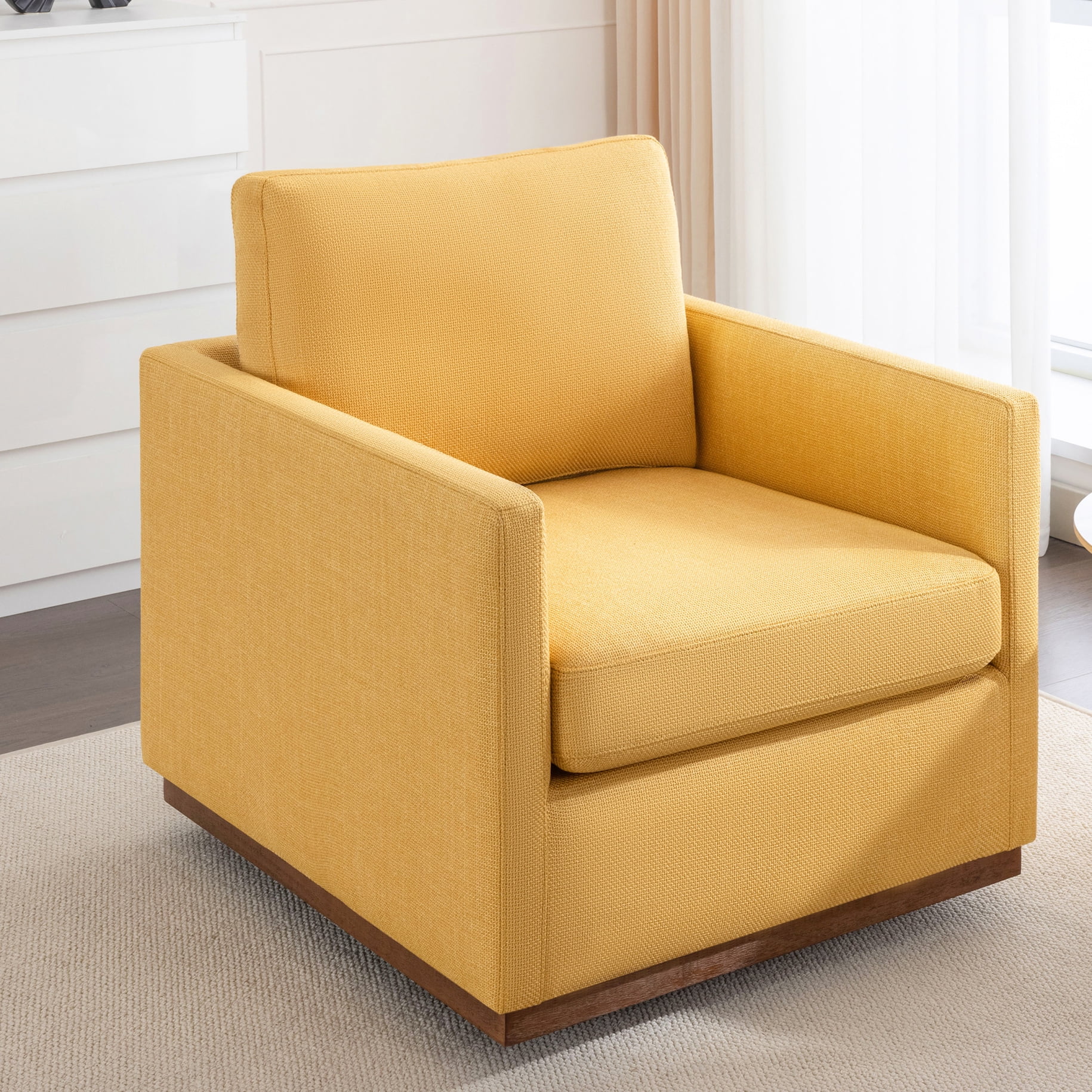 33" Swivel Accent Armchair, Modern Single Sofa Chair with Swivel Base ...