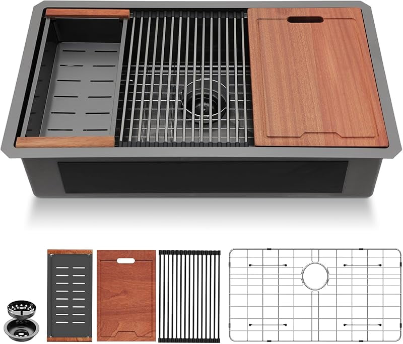 33 Undermount Kitchen Sink 33" x 19" Stainless Steel Sinks 16 Gauge ...
