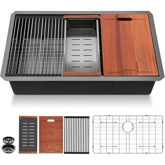 33 Undermount Kitchen Sink 33" x 19" Stainless Steel Sinks 16 Gauge ...