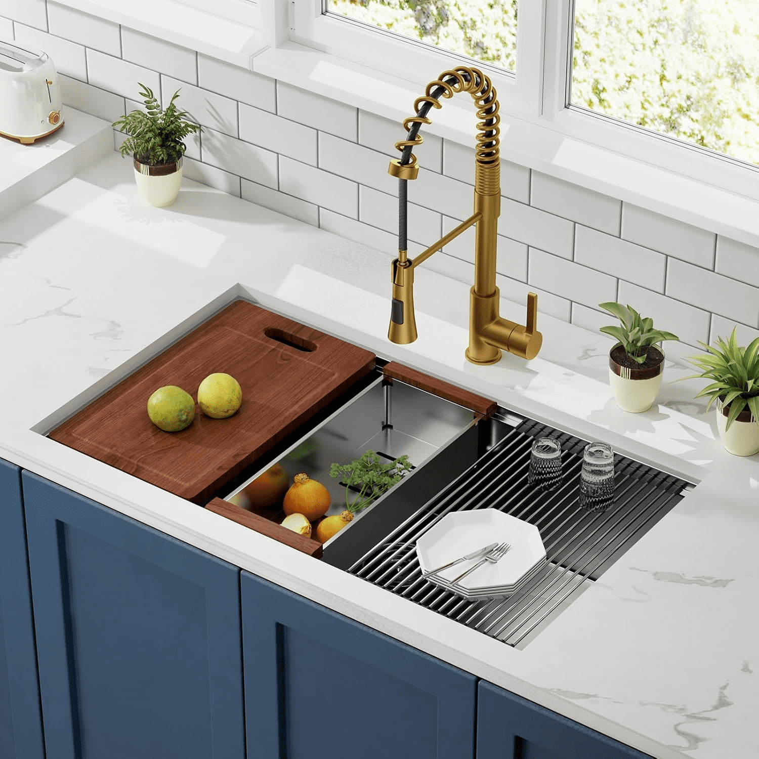 33 Undermount Workstation Sink-33 x 19 Inch Undermount Stainless Steel ...