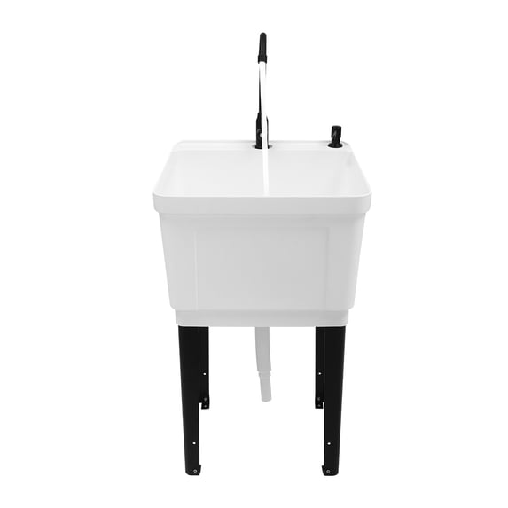 33" Utility Sink Laundry Tub, Freestanding Plastic Laundry Sink with ...