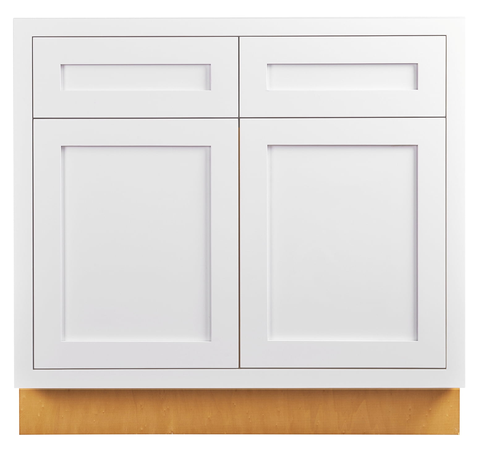 33" Wide Sink Base Kitchen Cabinet Snow White Inset Shaker - Double ...