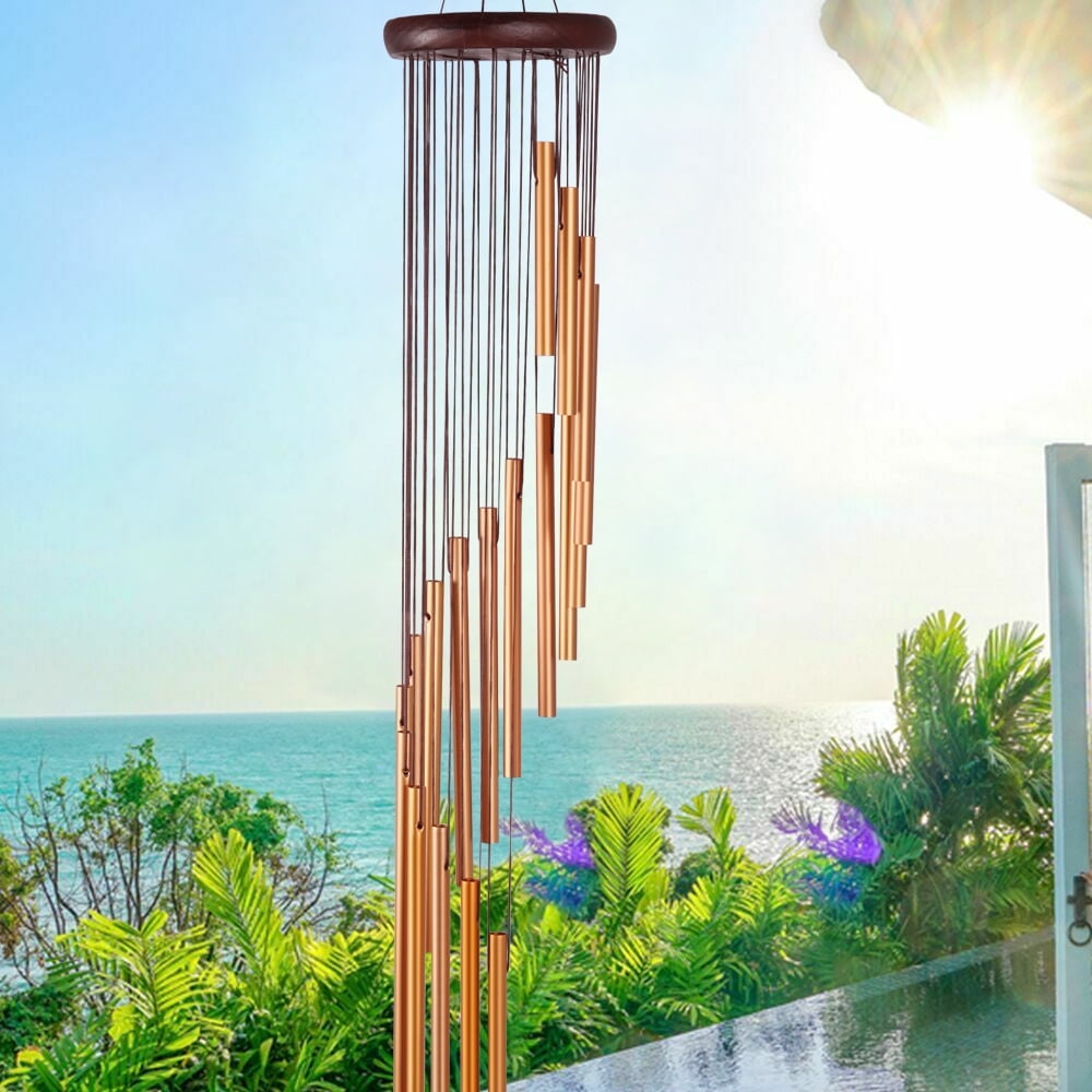 33" Wind Chimes Large Tone Resonant Bell 10 Tubes 5 Bells Chapel Church ...