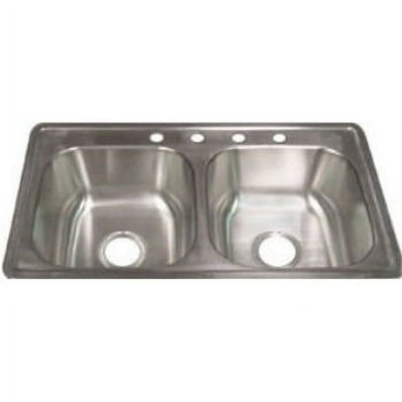 "Extra Deep Double Bowl Stainless Steel Kitchen Sink, 33"" X 19"" X 8 ...