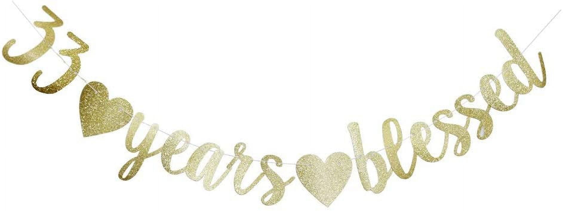 33 Years Blessed Banner, Funny Gold Glitter Sign for 33rd Birthday ...