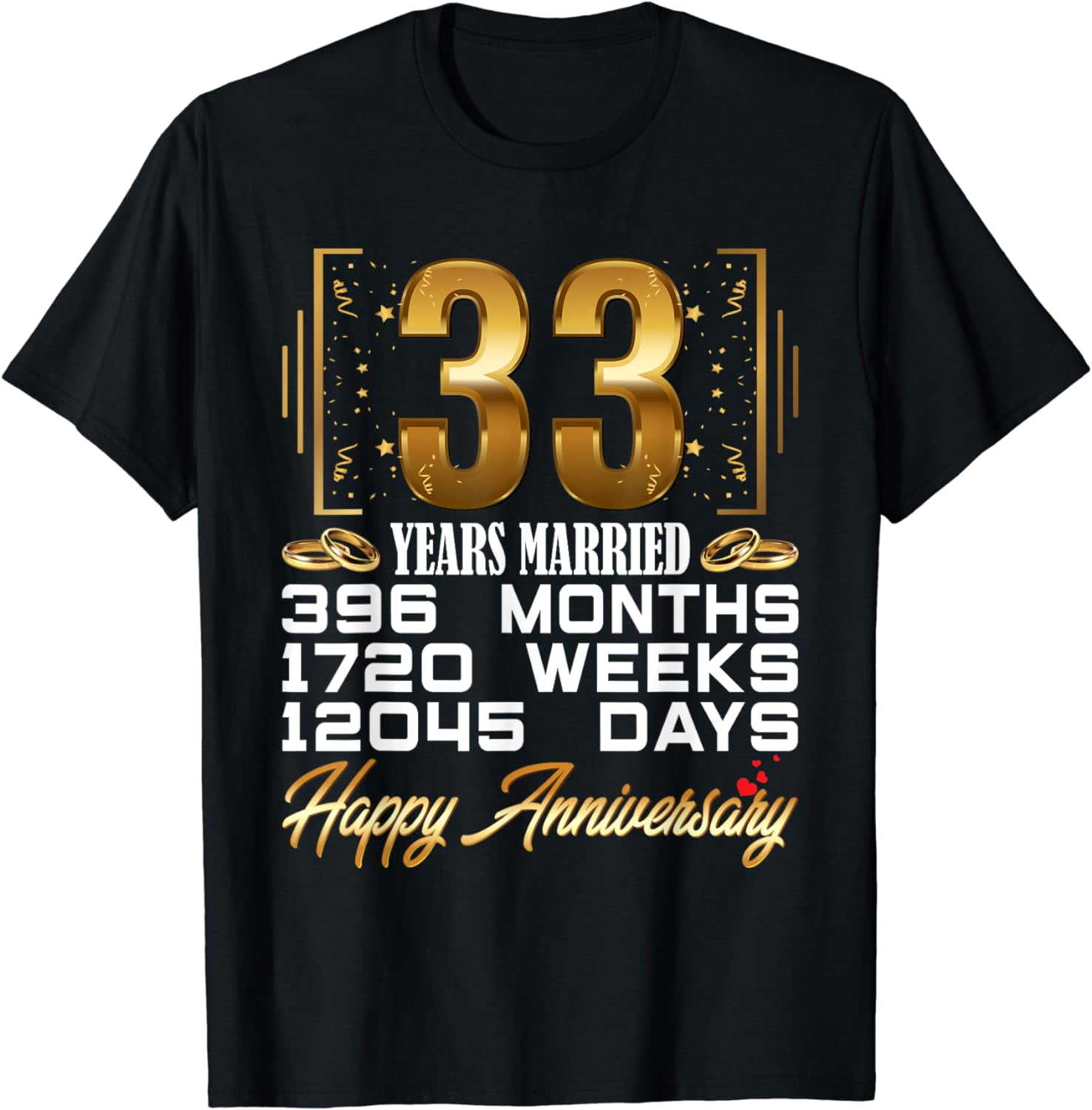 33 Years Married - Funny 33rd Wedding Anniversary T-Shirt - Walmart.com