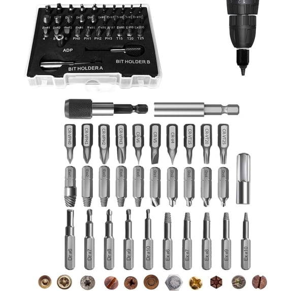 33 count Screw Extractor Kit, Upgraded Easy Out Broken Bolt & Stripped ...