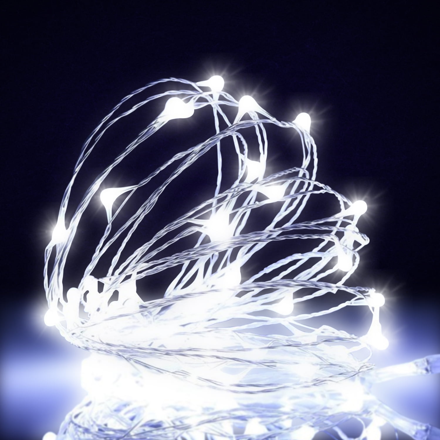33 ft 100 LED Twinkle Star Copper Wire Fairy String Lights with Battery ...