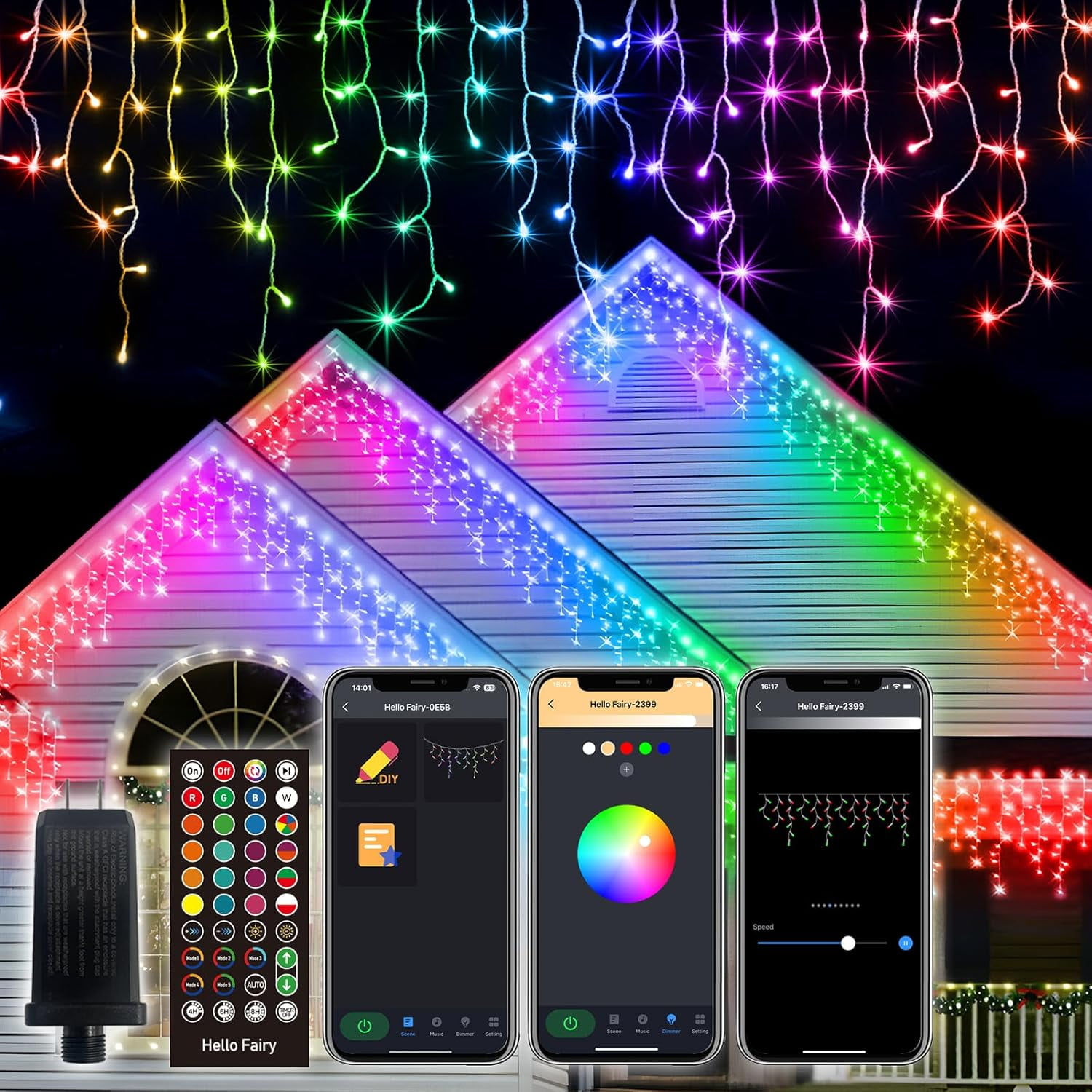 33-ft Smart Icicle Christmas Lights with Programmable RGB Fairy LED ...
