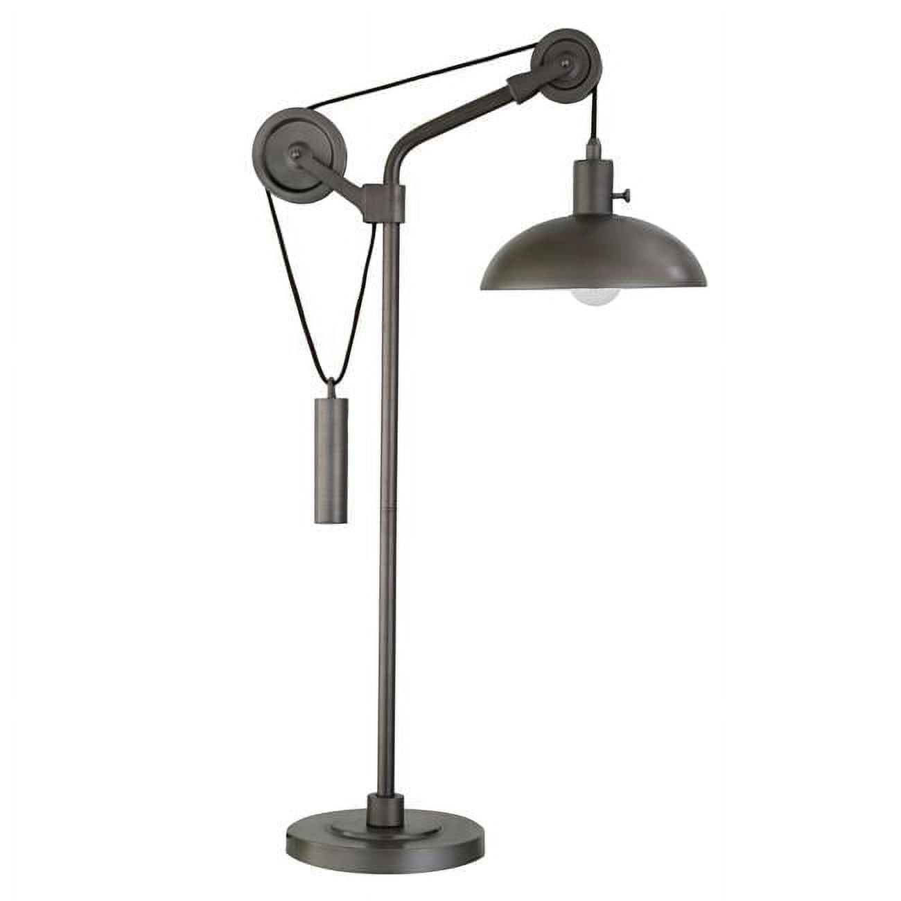 33 in. Gray Metal Adjustable Desk Table Lamp with Gray Dome Shade ...