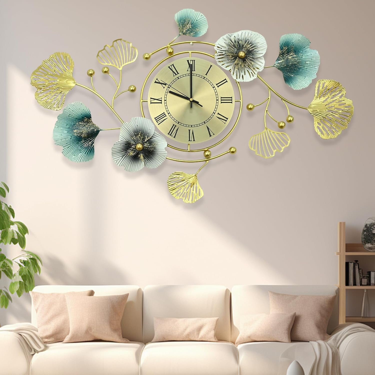 33 inch Clocks for Living Room, Large Wall Clock, 3D Decorations Metal ...