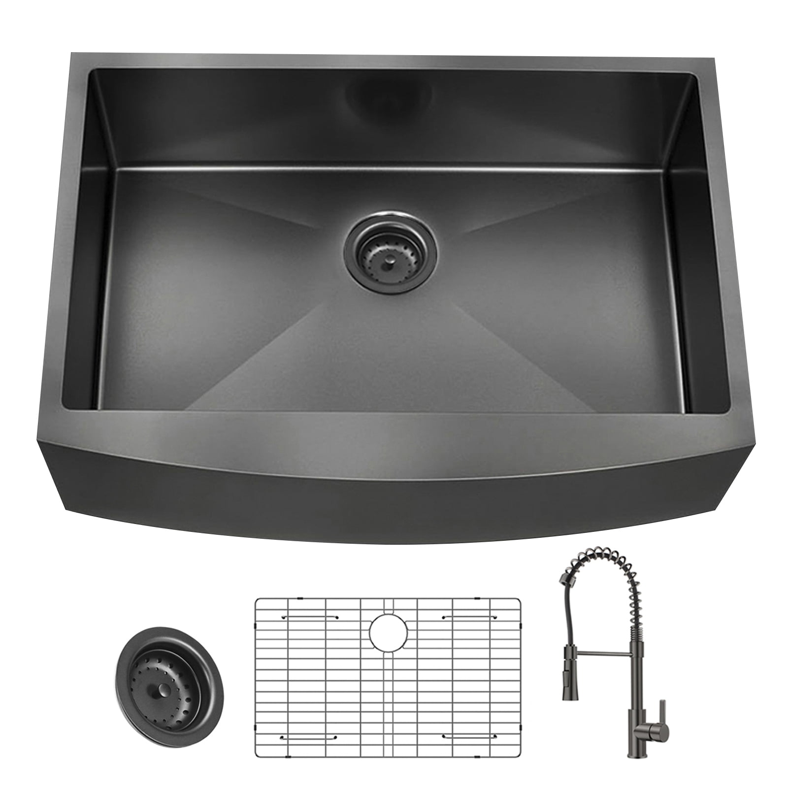 33 inch Farmhouse Stainless Steel Kitchen Sink, Handmade Modern Apron ...
