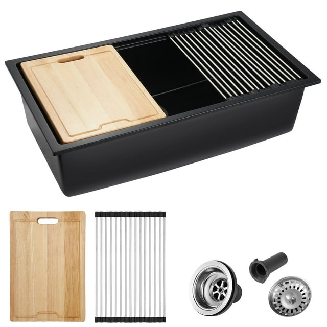 COPOOLIFE 33" Granite Composite Kitchen Sink, Undermount Matte Black ...