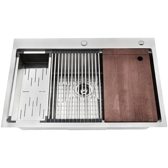 33 inch Kitchen Sink Workstation, 304 Stainless Steel Top Mount Granite ...