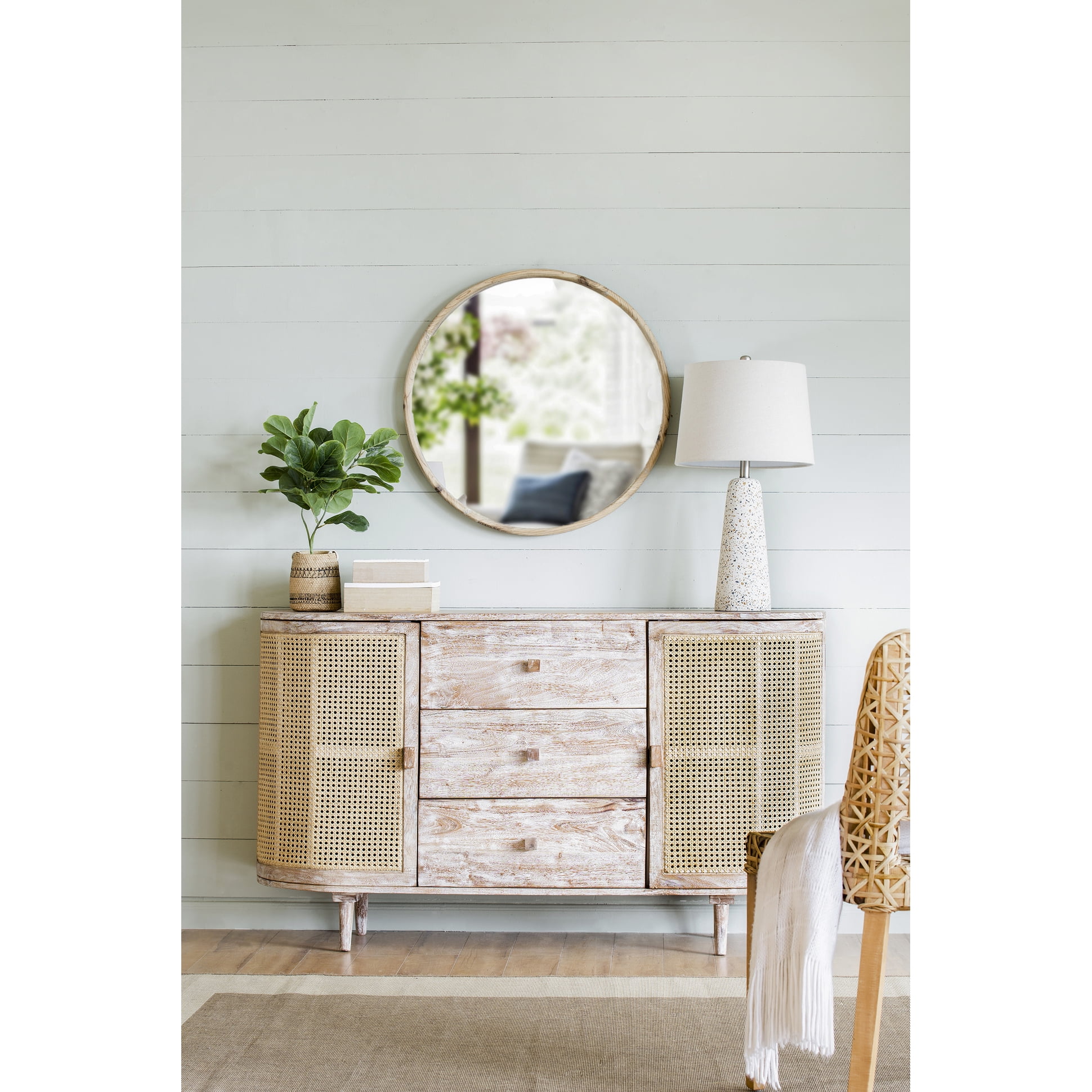 33-inch Tall Entertainment Table With Cane Doors And Chic Design ...