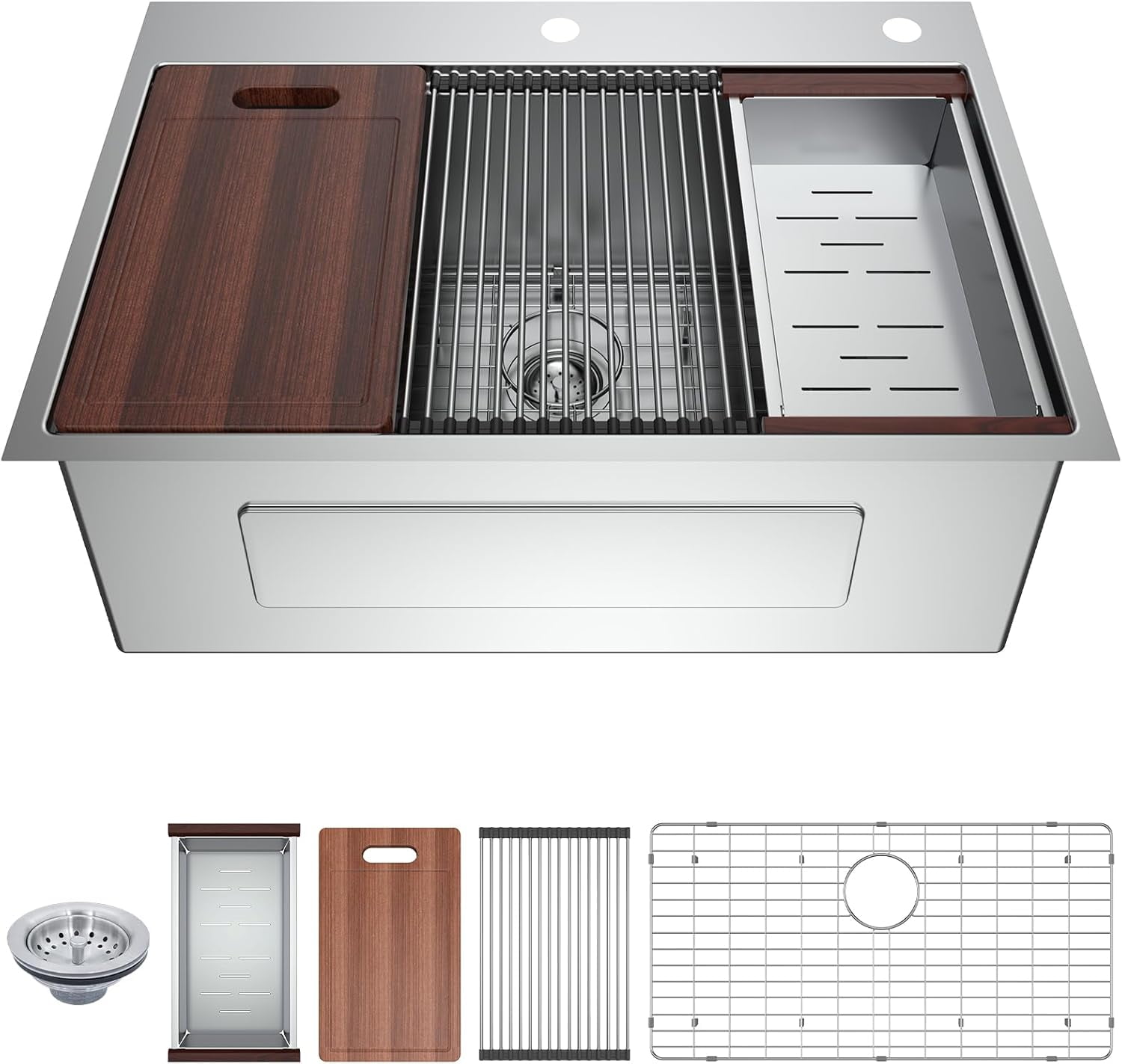 33-inch Undermount Kitchen Sink Workstation - 33x22 Inch Drop In Sink ...