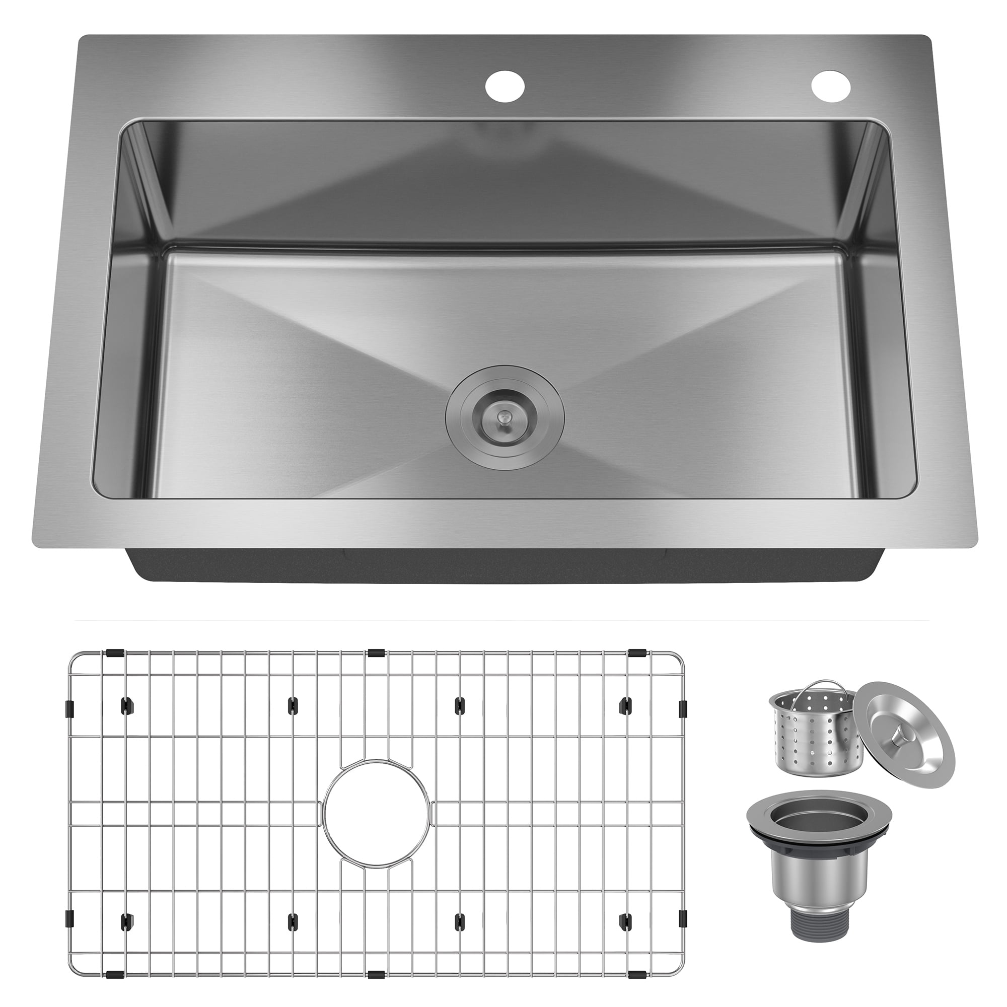 33-inch stainless steel sink on the counter installation single grooves ...