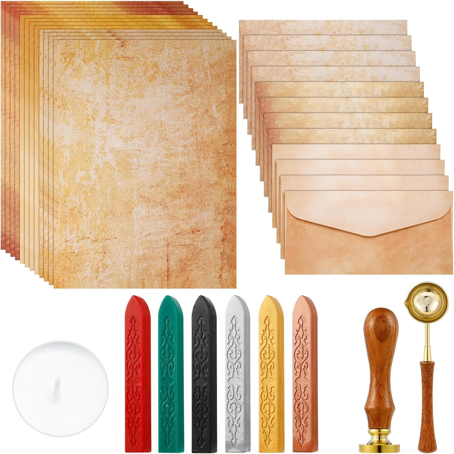 33 piece vintage paper and envelope set, including 12 writing sheets ...