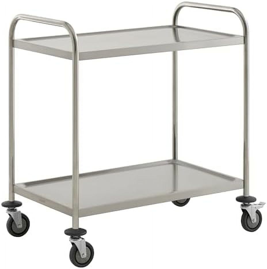 33" x 21" Stainless Steel Utility Cart, Two Shelf Mobile Bussing and ...