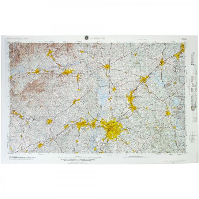 33 x 21 in. Charlotte, North Carolina Regional Raised Relief Map by ...