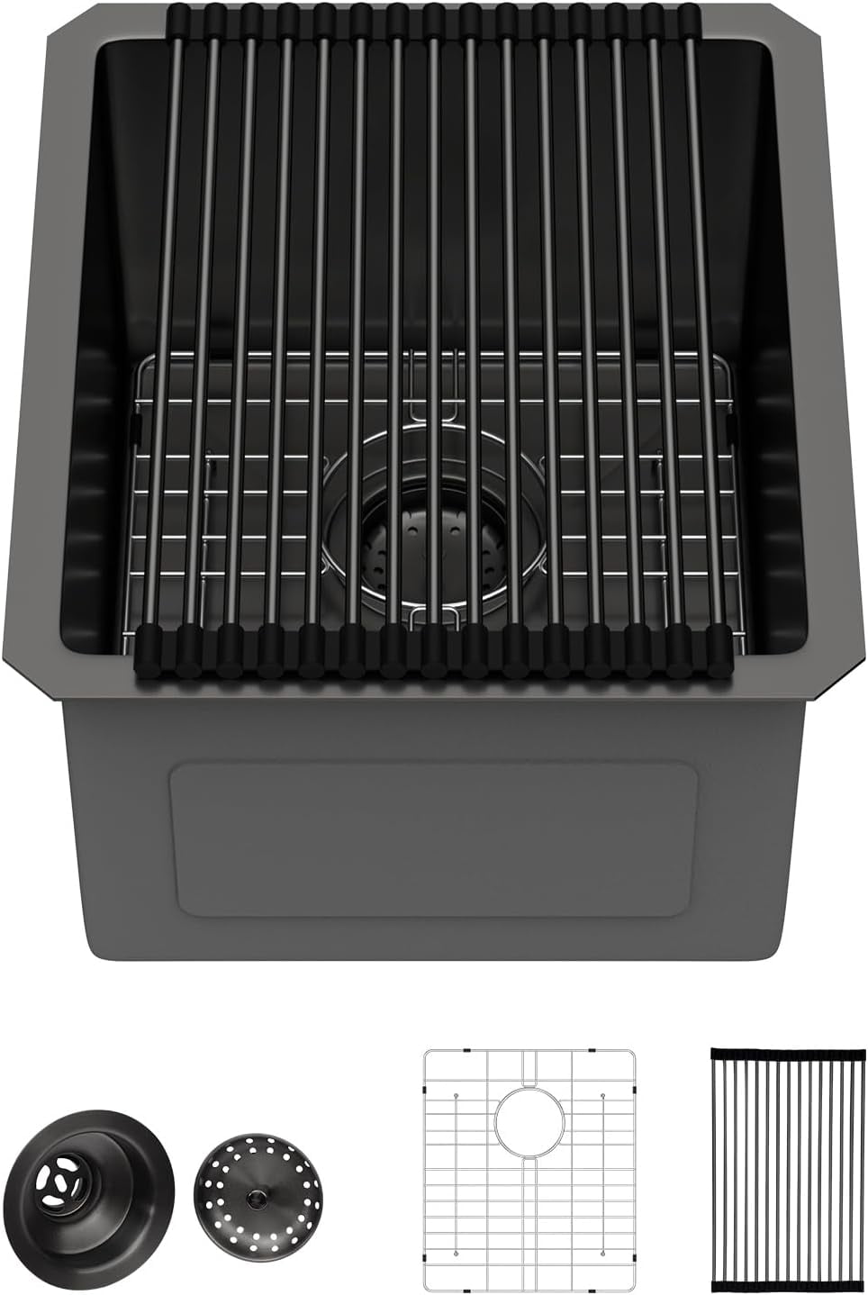 33 x 22 Drop In Kitchen Sink - 33 Inch Gunmetal Black Stainless Steel ...