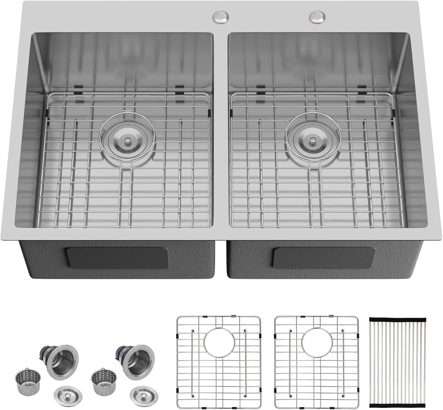 33 x 22 Drop In Kitchen Sink - 33 Inch Gunmetal Black Stainless Steel ...