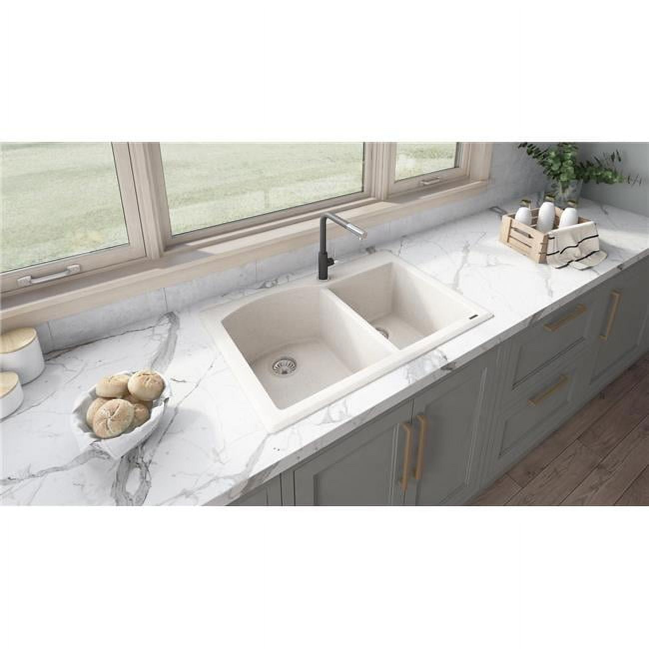 33 x 22 in. Epi Granite Dual-Mount Granite Composite Double Bowl ...