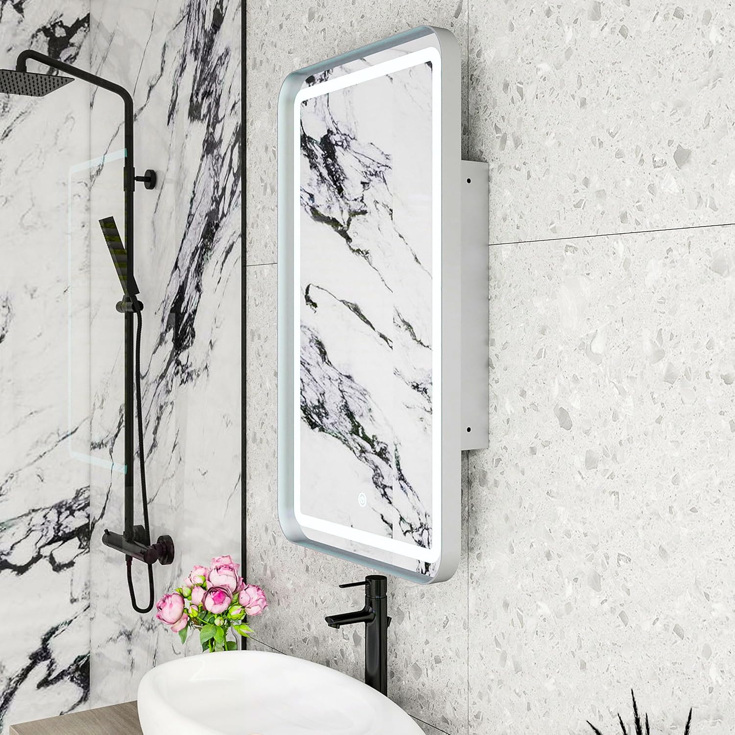 33"x20"LED Iron Medicine Cabinet Mirror for Bathroom Vanity,Rectangle ...