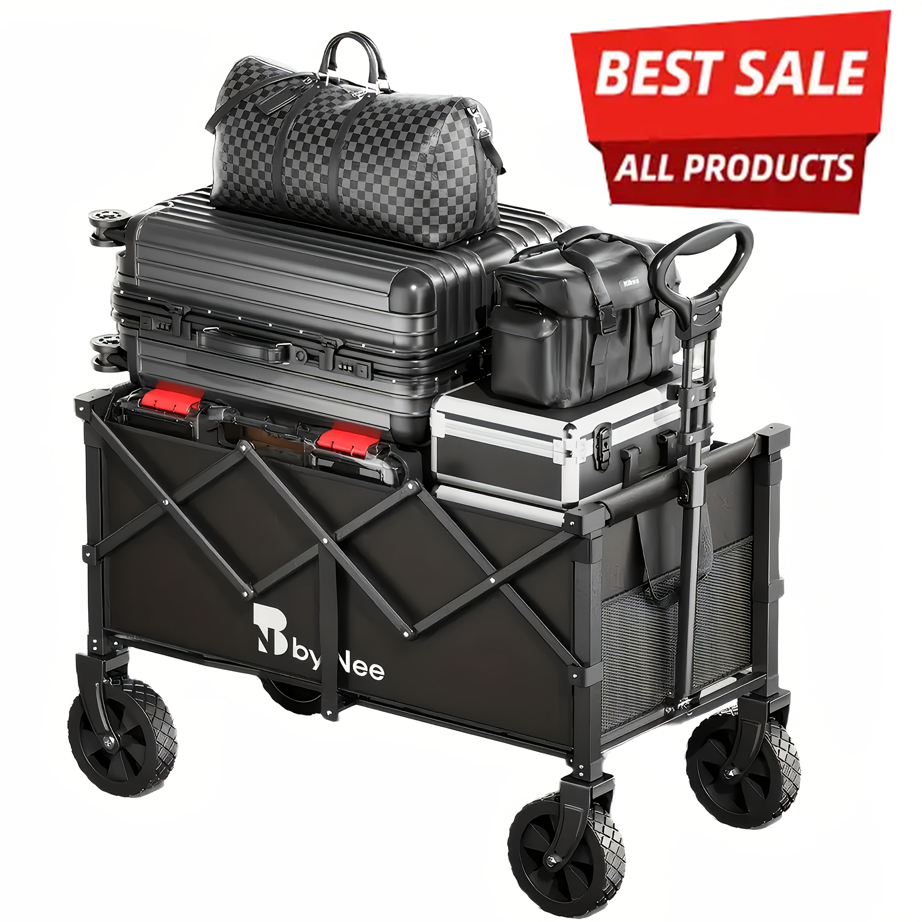 330-650 lb Heavy-Duty Camping Cart – All-Terrain Foldable Wagon, Multi ...