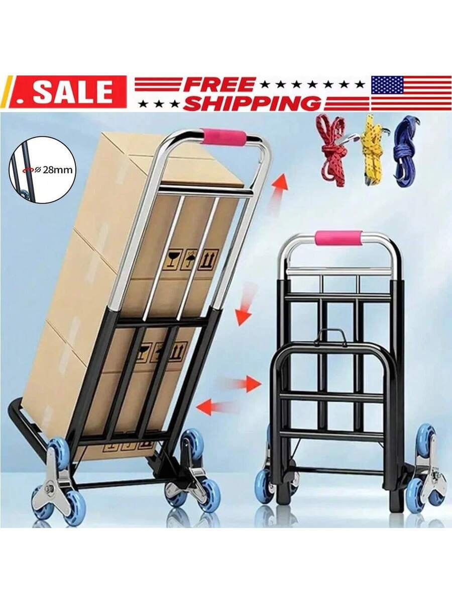 330 LB Heavy Duty Folding Stair Trolley - 6-Wheel 360° Rotary Design ...
