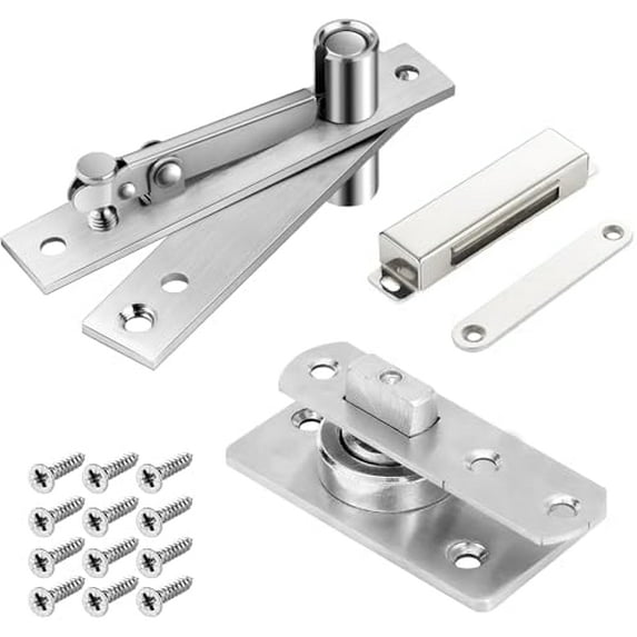 330 LBS Pivot Hinge Set with Magnetic Door Catch for Large & Heavy Wood ...