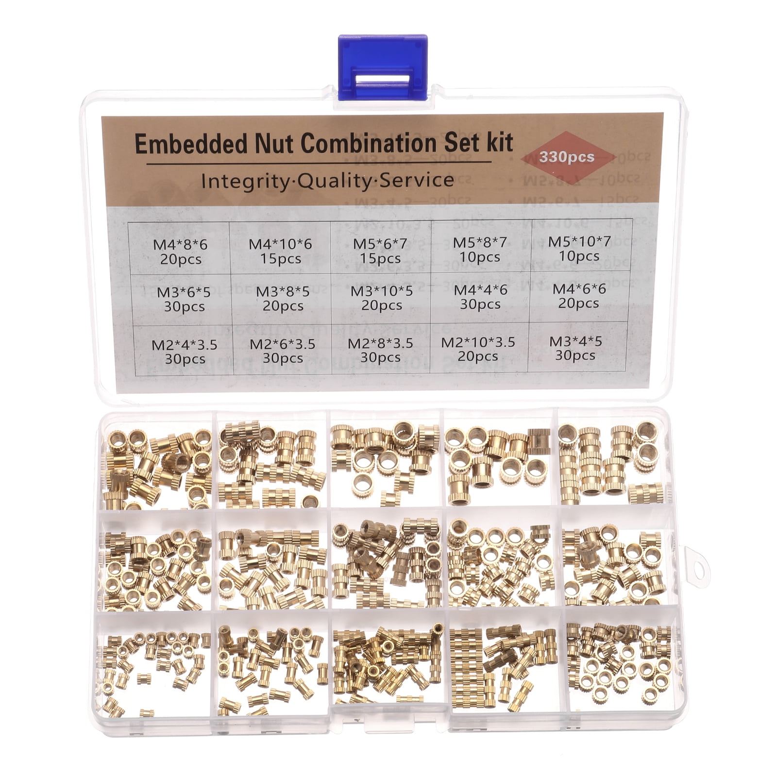 330 Pack M2 M3 M4 M5 Female Thread Knurled Nuts Brass Insert Embedment Nuts Kit, for 3D ...