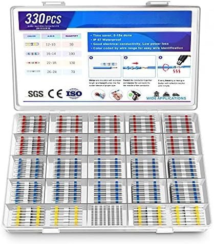 330 count Solder and Seal Connectors Kit, Self-Solder Heat Shrink Wire ...