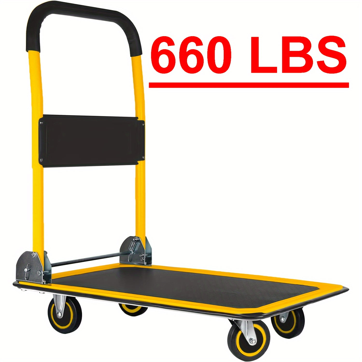 330 lbs Capacity Heavy-Duty Steel Large Foldable Push Cart Dolly ...
