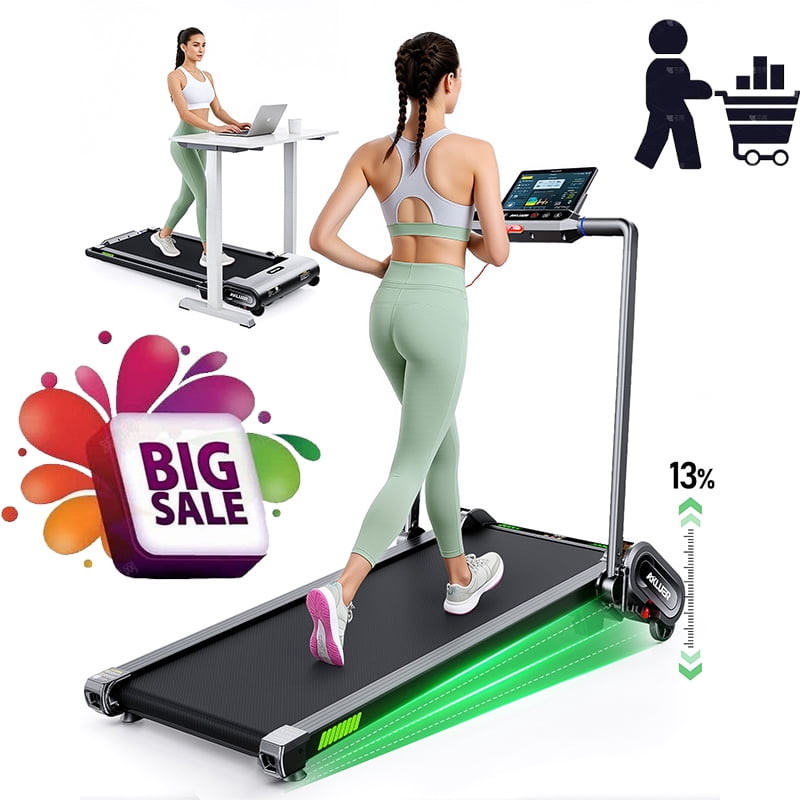 330 lbs Portable Folding Treadmill, 2.5 HP Foldable Compact Treadmill ...
