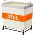 330L Laundry Basket with Wheels, Large Commercial Rolling Laundry ...