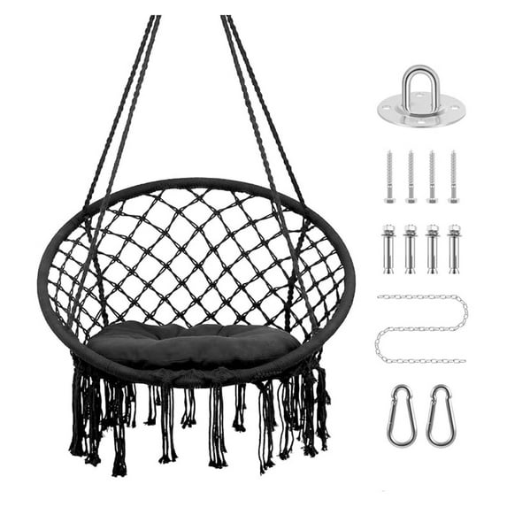 330LBS Hammock Chair, Hanging ing Chair,Soft Cotton Rope Chair with ...