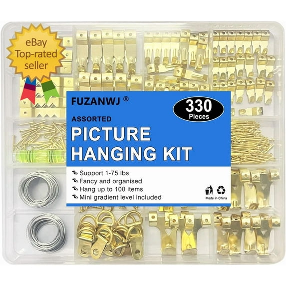 330Pcs Picture Hangers Kit Holds 10-75Lbs With Hanging Wire Ring Hooks ...