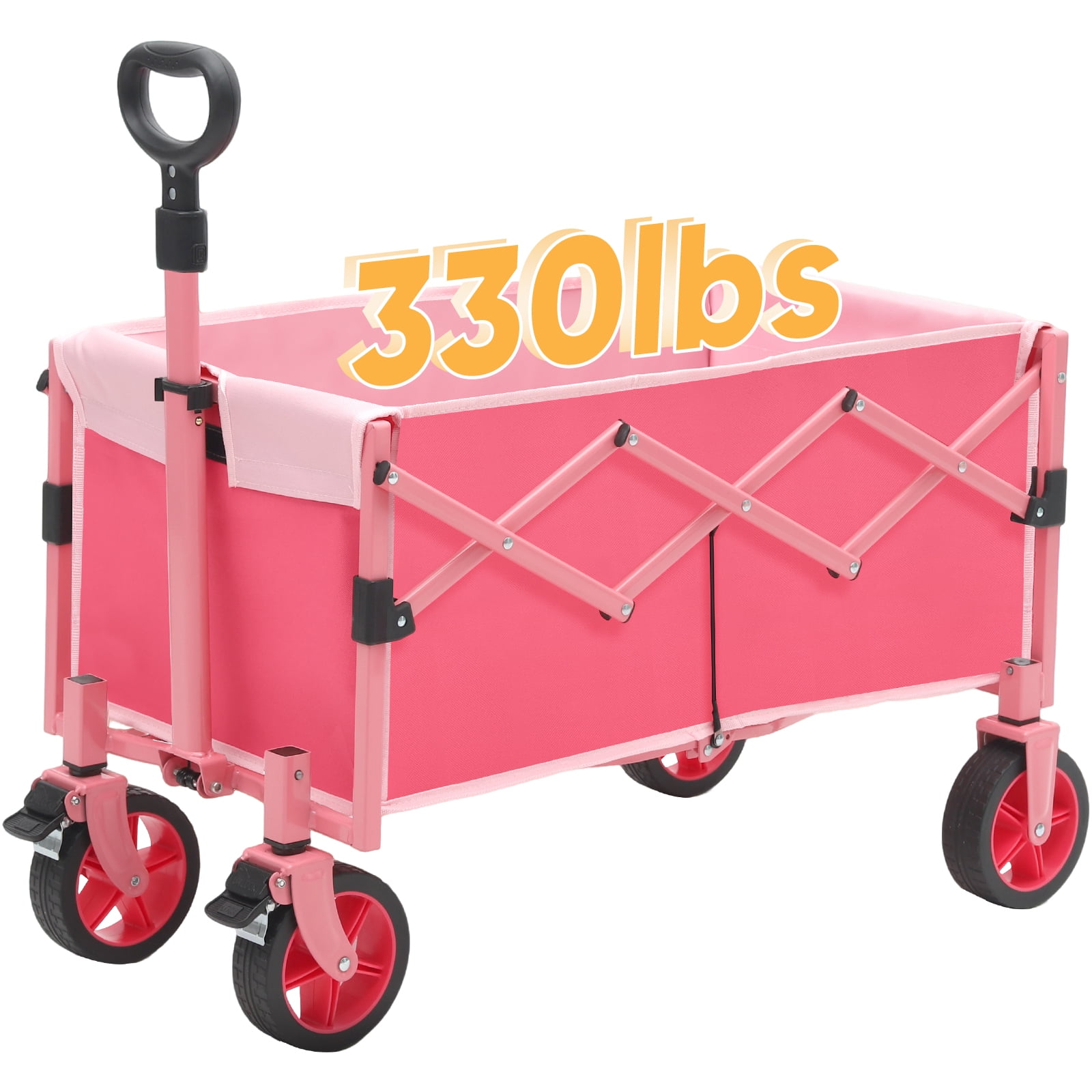 330lbs 130L Foldable Wagon Cart, Collapsible Lightweight Wagons, Sturdy ...