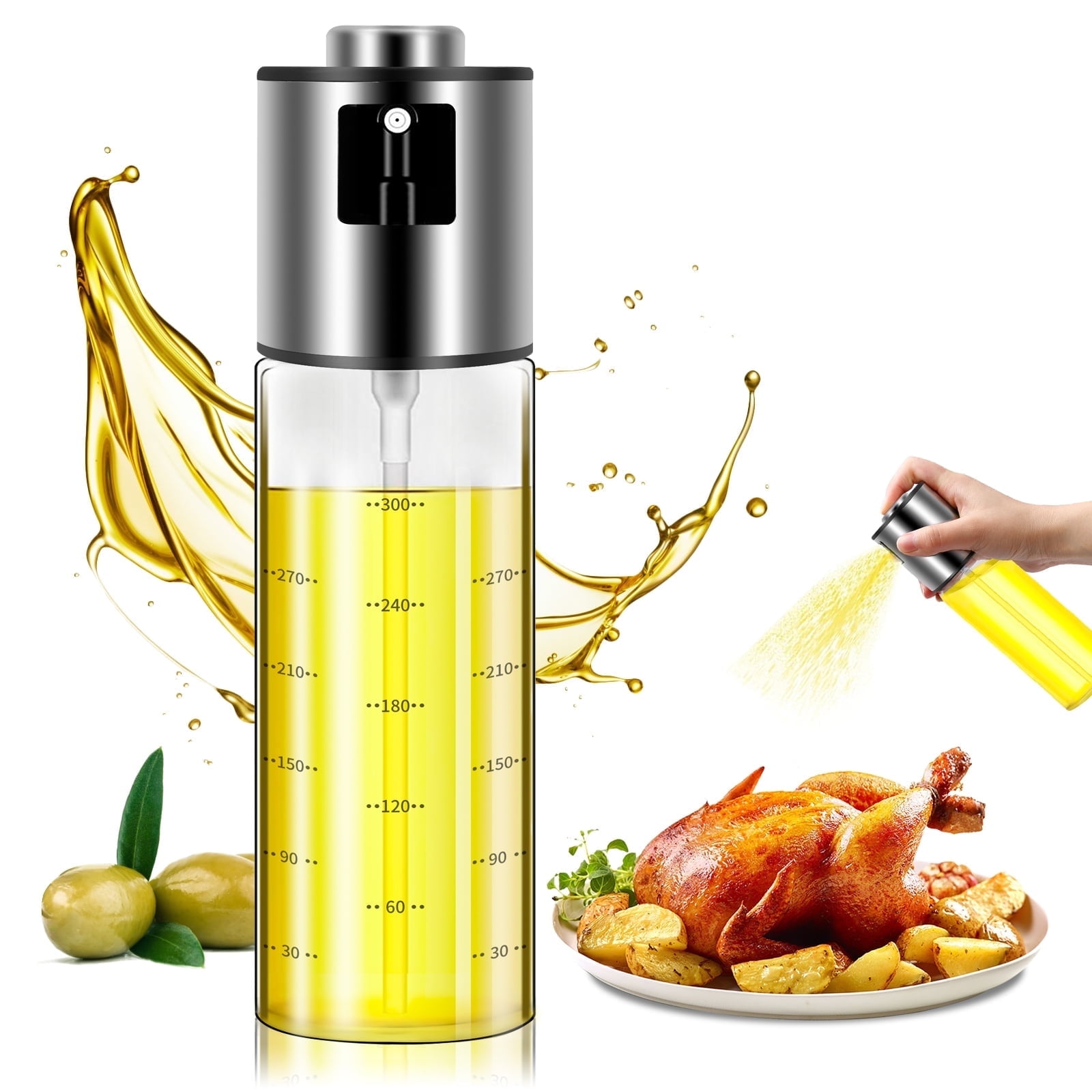 330ml Oil Sprayer, Glass - Stainless Steel Nozzle, 8.2X2.3 inch, for ...