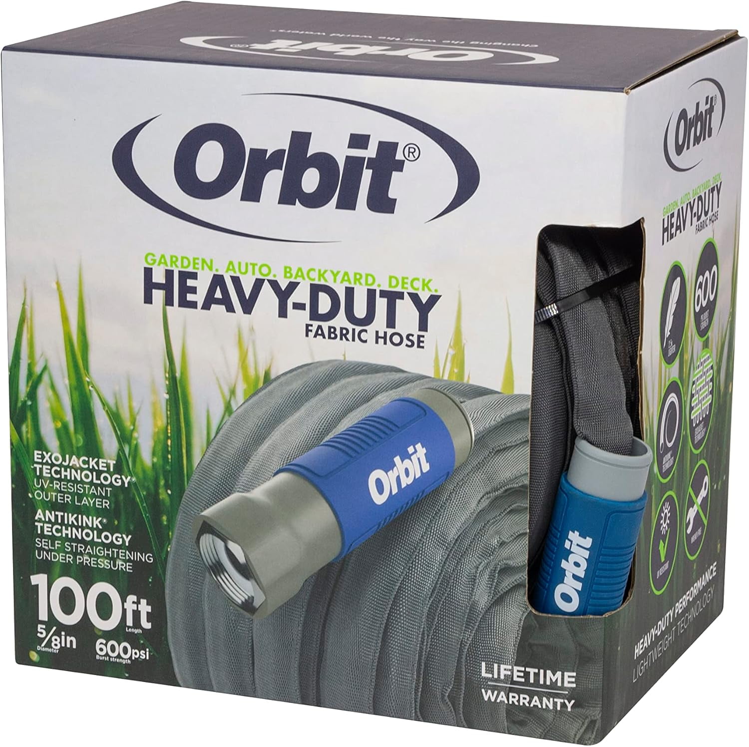 33180 ExoJacket Fabric Garden Hose - Heavy-Duty Water Hose (100-Foot x ...