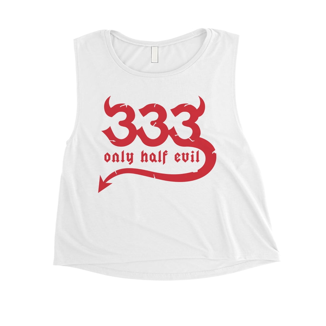 333 Only Half Evil Funny Halloween Costume Cute Womens White Crop Top ...