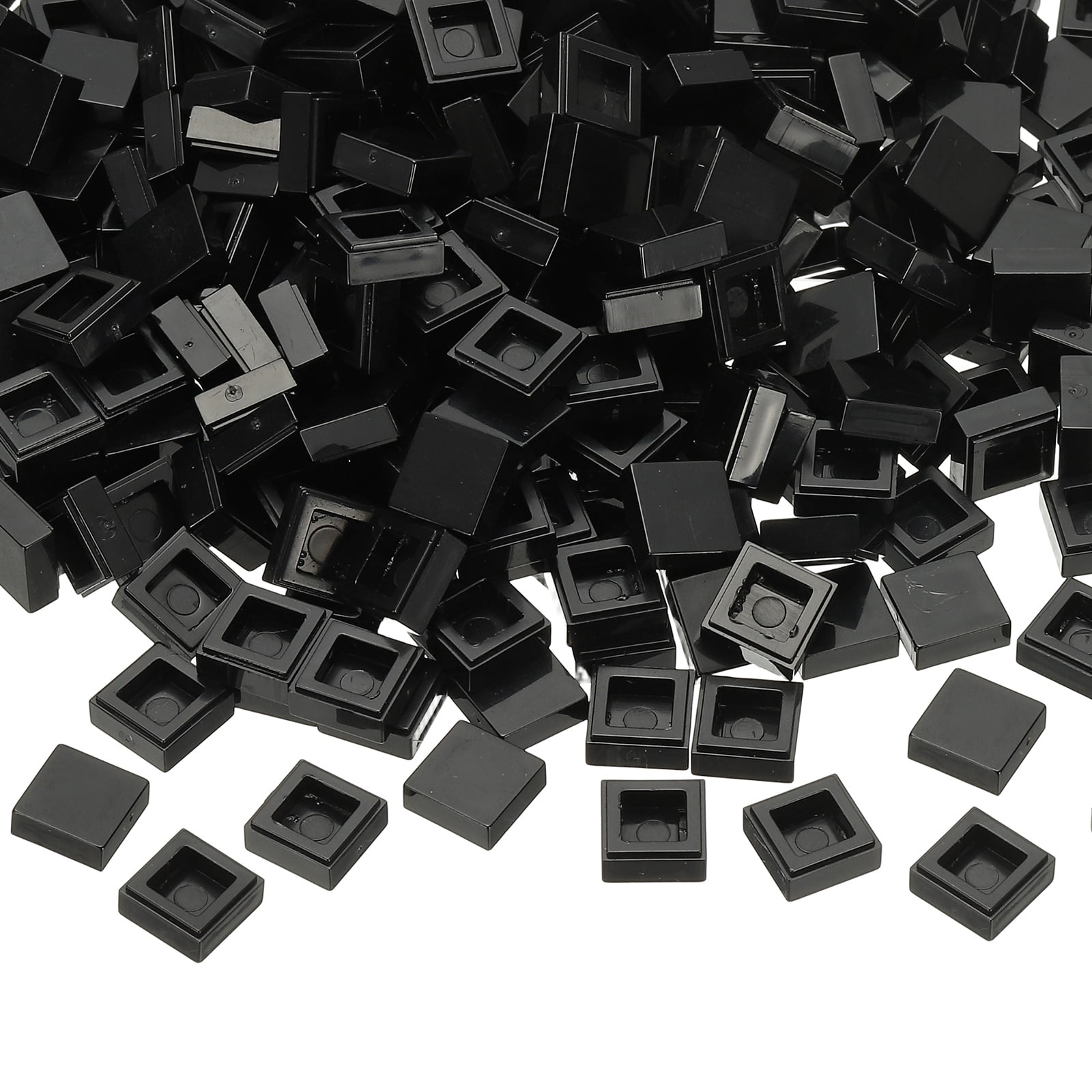 333 Pcs Flat Blocks Bulk, 1x1 Square Black Classic Tiles Smooth Surface ...