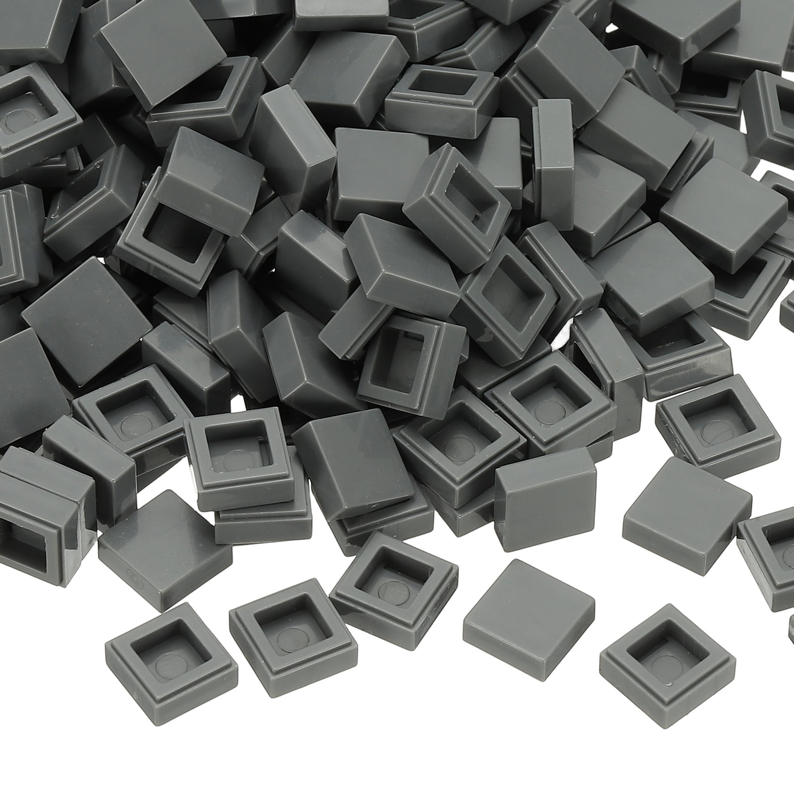 333 Pcs Flat Blocks Bulk, 1x1 Square Dark Gray Classic Tiles Smooth ...
